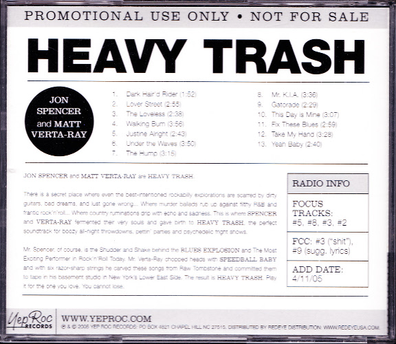 Heavy Trash [Promo] (CD, US) | Pop-Catastrophe.co.uk