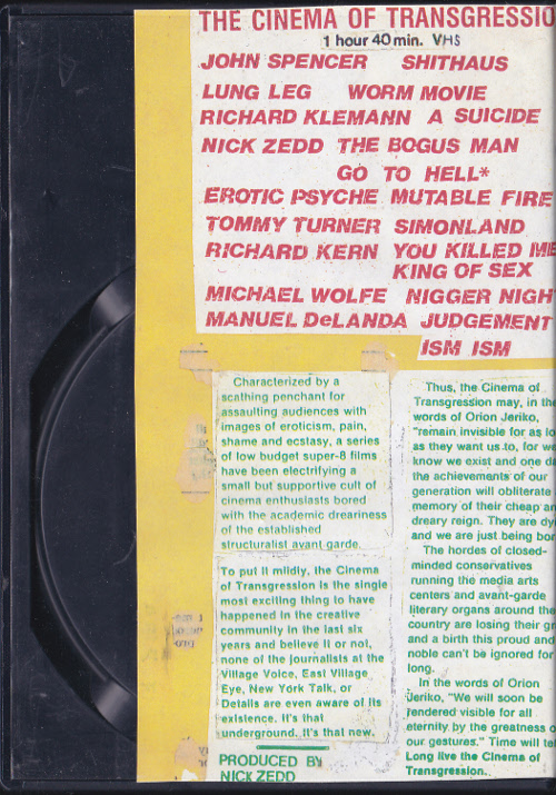 V/A feat. John Spencer / Shithaus – The Cinema of Transgression (DVD ...
