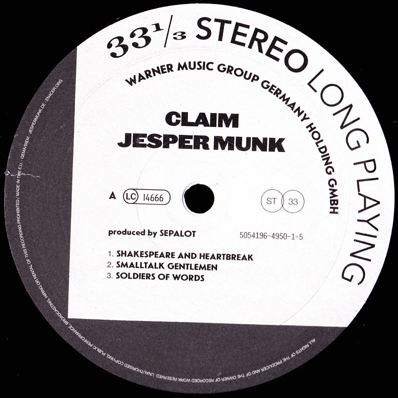 Jesper Munk – Claim (2xLP, GERMANY) | Pop-Catastrophe.co.uk